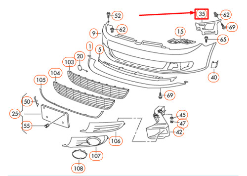 VOLKSWAGEN GOLF MK6 FRONT BUMPER RIGHT SUPPORT ELEMENT 5K0807724F NO🇺🇸 ...