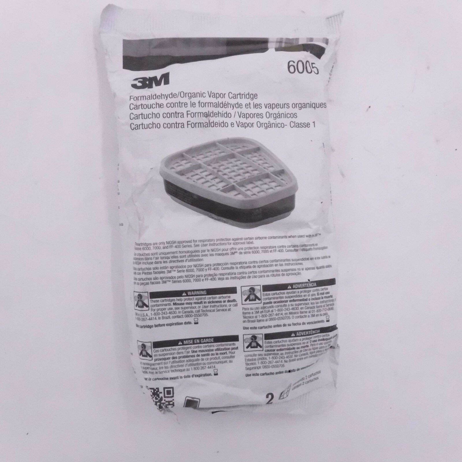 3M 6005 Formaldehyde/Organic Vapor Cartridge Pack of 2 51138288839 | eBay