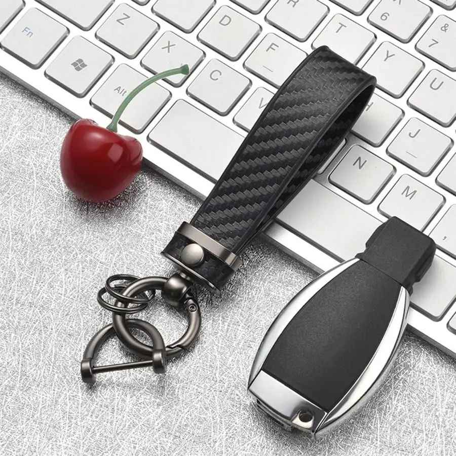 Car Keychain, Carbon Fiber Automotive Key Chain with Anti-Lost D-Ring ...