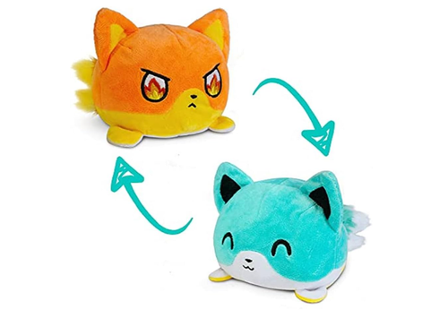 TeeTurtle Original Reversible Fox Blue Orange Kitsune Happy Rage ...