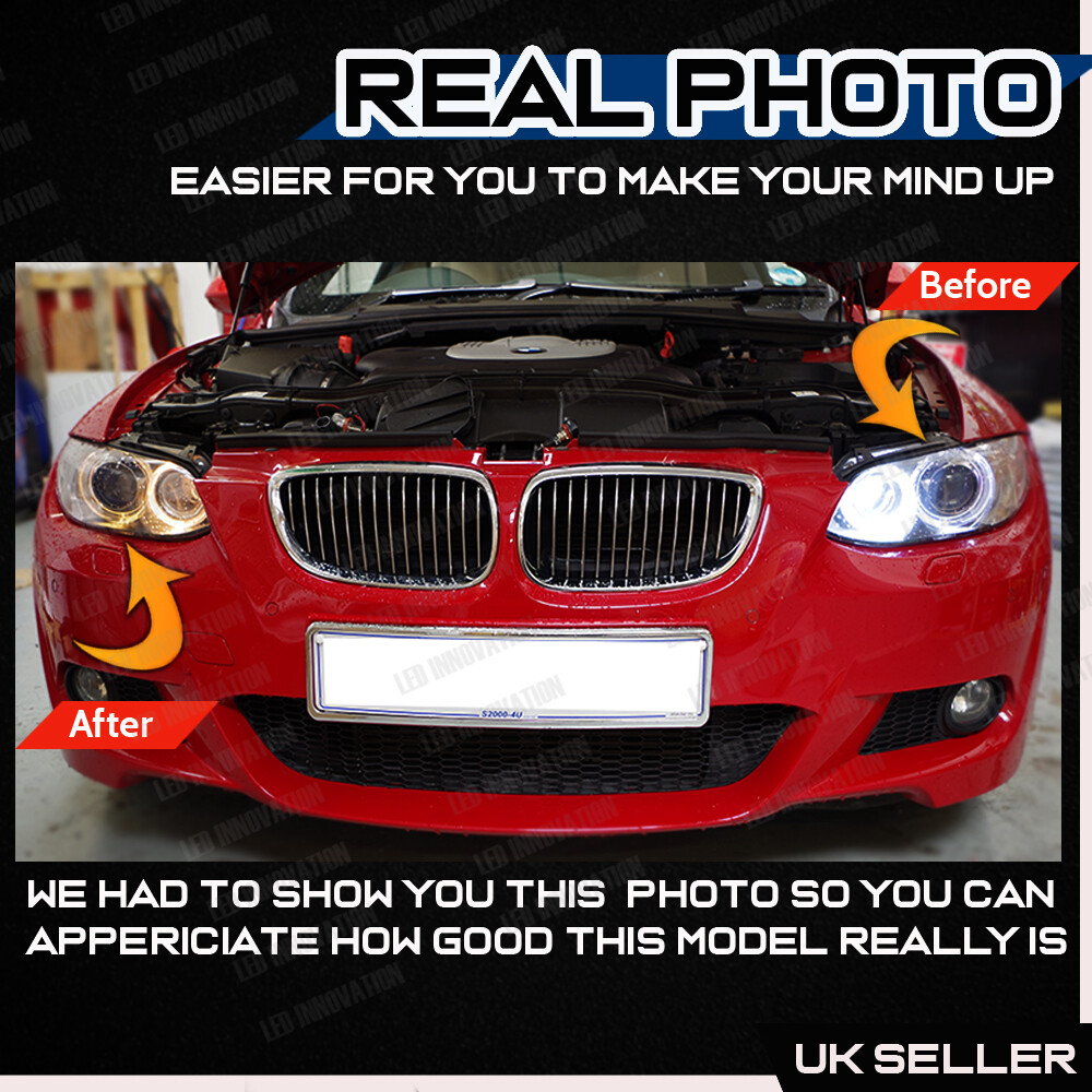 BMW E60 E92 E90 LCI XENON ANGEL EYES H8 LIGHTS RINGS 40W DRL DAYTIME ...