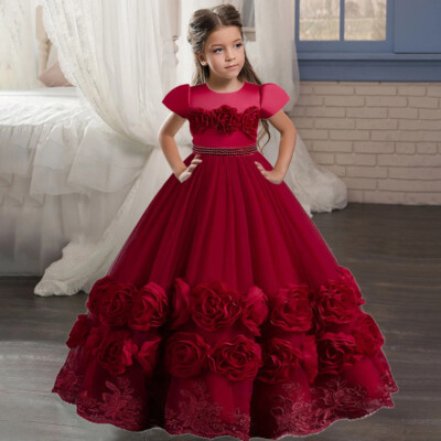 Flower Girls Evening Dress Pageant Gown Bridesmaids Kid Wedding ...