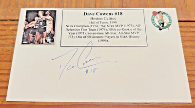 Dave Cowens Autograph Auto 3x5 Index Card w/ small photo on card ...