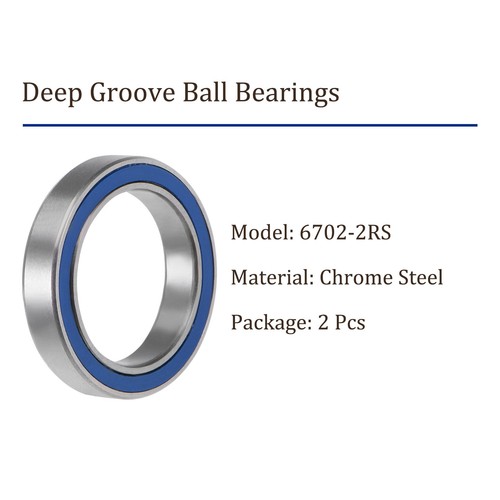 2pcs Deep Groove Ball Bearing 6702-2RS [15mm x 21mm x 4mm] Chrome Steel ...