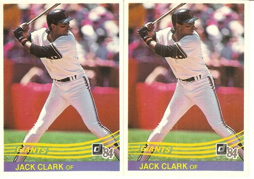 2 CARD 1984 DONRUSS JACK CLARK BASEBALL CARD LOT #65 | eBay