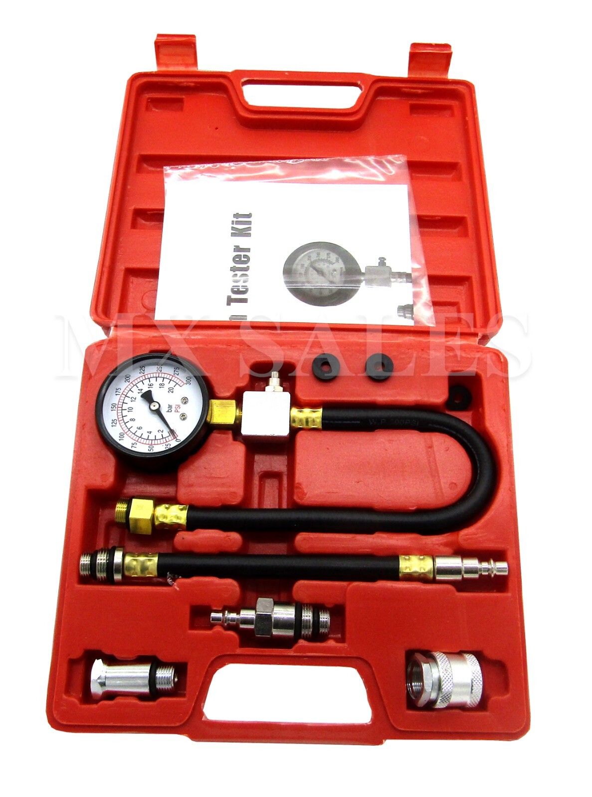 AUTOMOTIVE PETROL ENGINE COMPRESSION TESTER KIT GAUGE DUAL SCALE ...