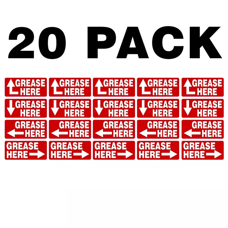 GREASE HERE ARROW Label sticker - 20 decals per package - Red or Yellow ...