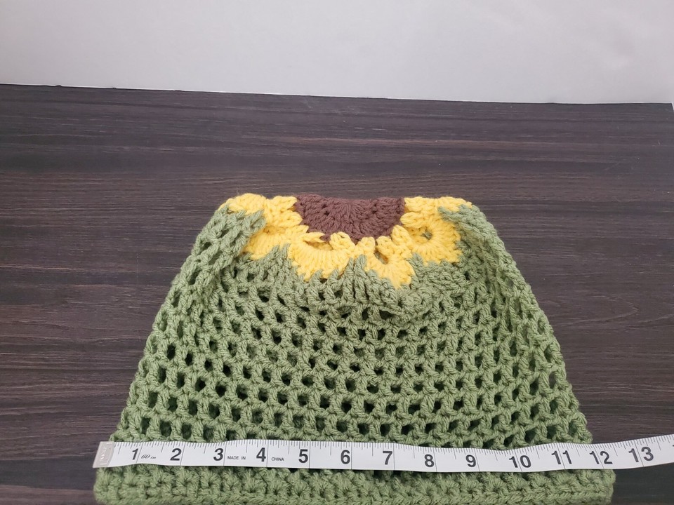 Crochet Flower Tam Slouch Hat With Drawstring Handmade One Size | eBay