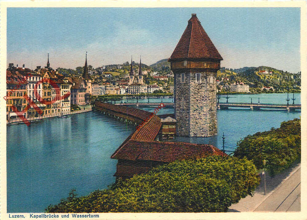 Picture Postcard-:Luzern, Lucerne, Kapellbrucke und Wasserturm | eBay UK