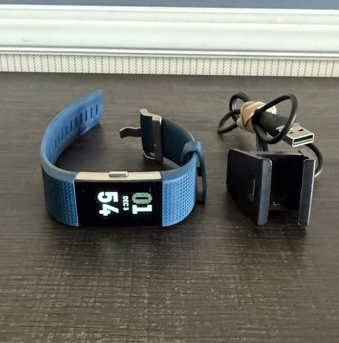 Fitbit Charge 2 Activity Tracker with Charging Cable Blue Band Watch | eBay