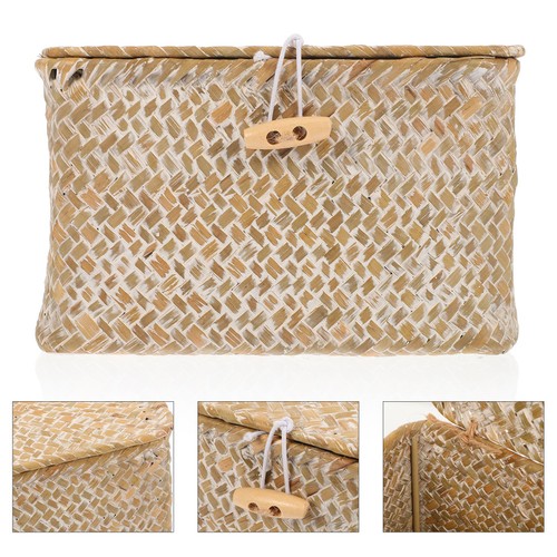 Woven Storage Box Toilet Basket Decorative Boxes with Lids Bathroom ...