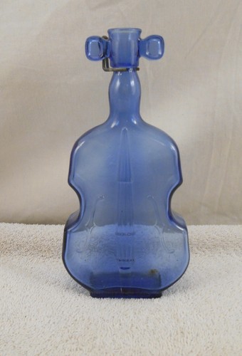 Vintage Cobalt Blue Glass Guitar/Violin/Cello Bottle 8 1/2" x 4” with ...