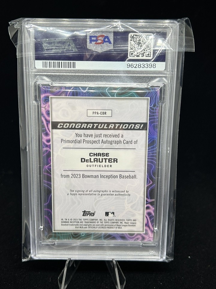 2023 Bowman Inception Chase DeLauter Gold Foil PSA 10 GM Primordial ...