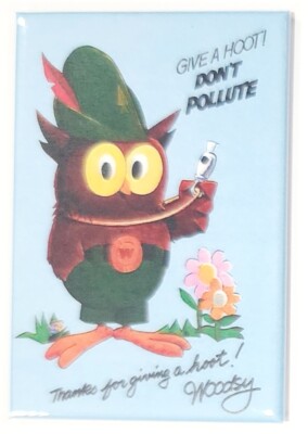 Give A Hoot 2"x3" MAGNET Refrigerator Locker Dont Pollute Owl Fire ...