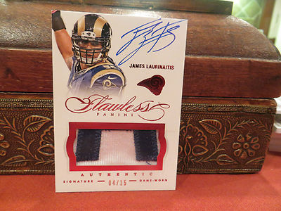 Panini Flawless Ruby Autograph Jersey Auto Rams James Laurinaitis 04/15 ...