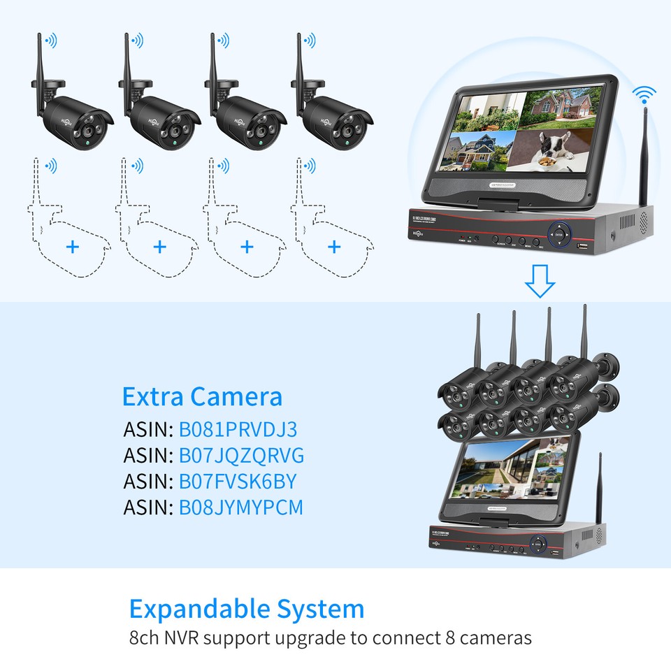 10'' LCD Wireless WiFi NVR 8 Channels Network Video Recorder For ...