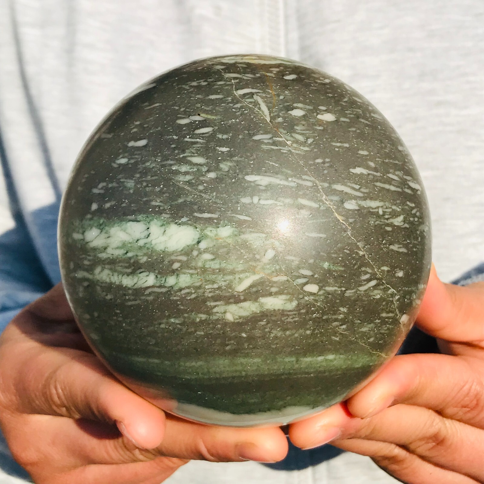 1693g Large Natural Zebra Jasper Quartz Crystal Ball Specimen Healing ...