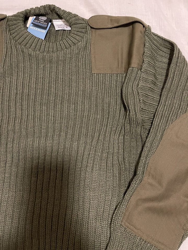 Genuine British Army Vintage 100% New Wool Olive Green Commando Sweater ...