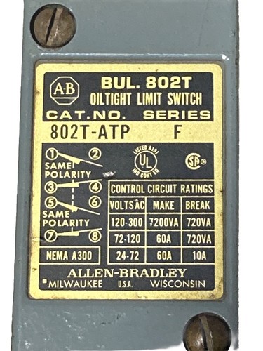 ALLEN-BRADLEY 802T-ATP SER F PLUG-IN LIMIT SWITCH - NEW | eBay