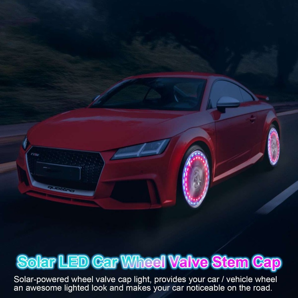 4pcs 15 Mode Solar Energy Auto Flash LED Car Wheel Hub Tire Valve Cap ...