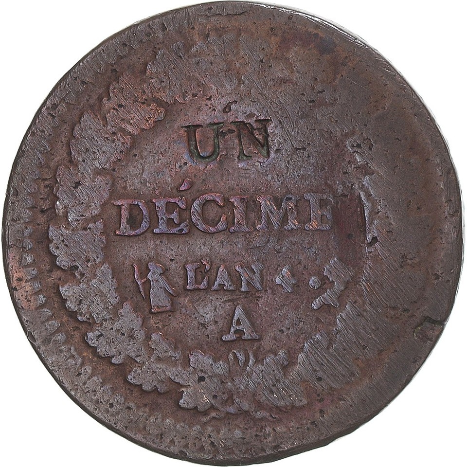 [#1045743] Coin, France, Dupré, Decime, 1792 / AN 4, Paris, modifié, VF ...