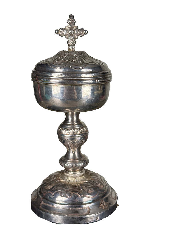Antique Solid Silver Ciborium Box Favier Brothers LYON Religious Mass ...