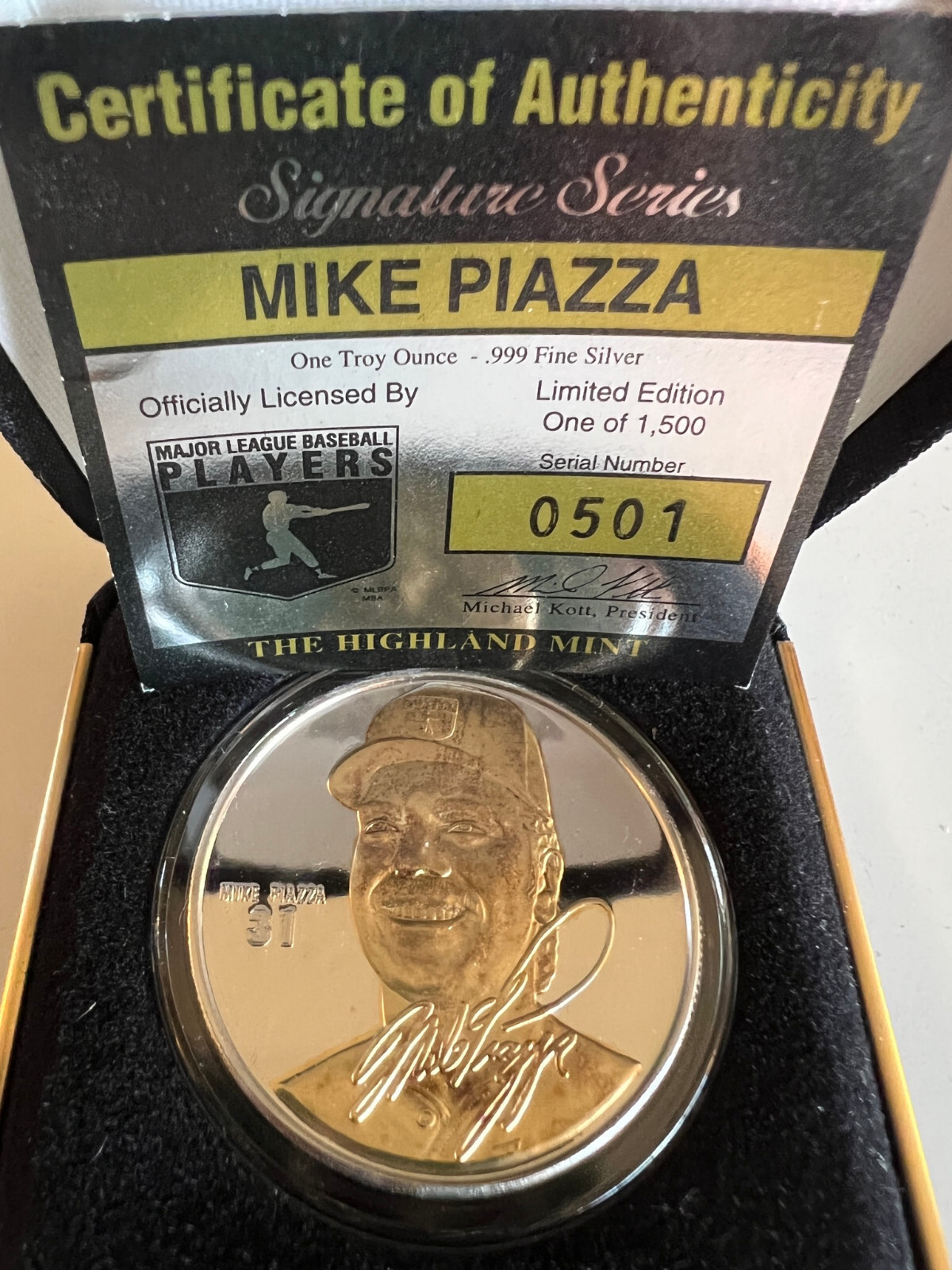 Mike Piazza Highland Mint Signature Series 1oz Silver w/ 24Kt Gold ...