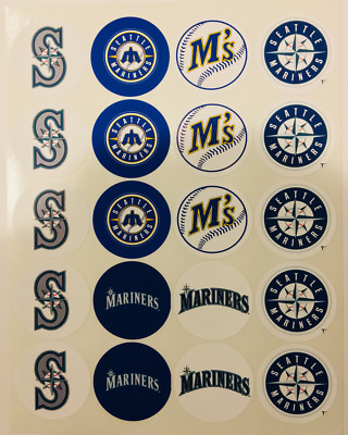 SET of 40- 2"SEATTLE MARINERS ADHESIVE STICKERS.Baseball Birthday ...