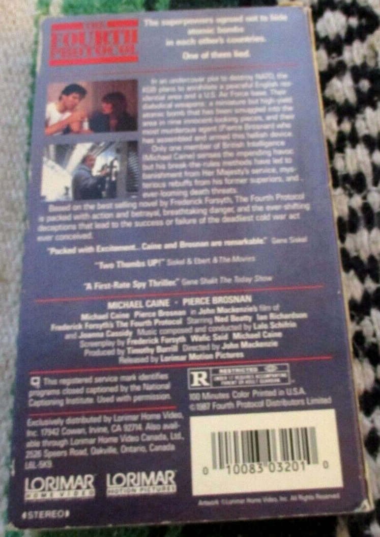 The Fourth Protocol! Pierce Brosnan ~ Michael Caine! Video VHS Tape ...