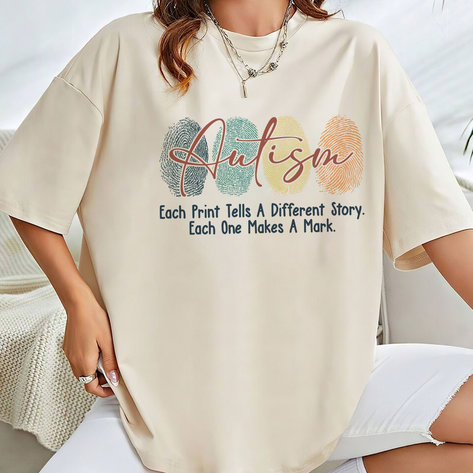Fingerprint Autism Each Print Tells A Different Story Shirt, Autism Mom ...