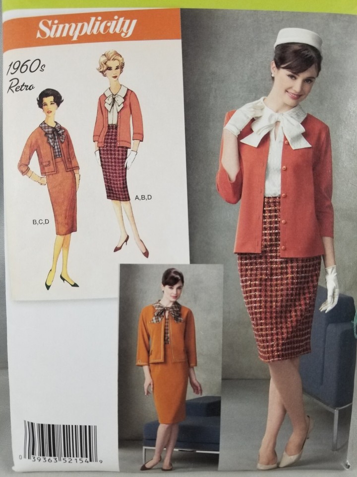 Simplicity 60's Retro Blouse Skirt Jacket Cardigan Sewing Pattern 2154 ...