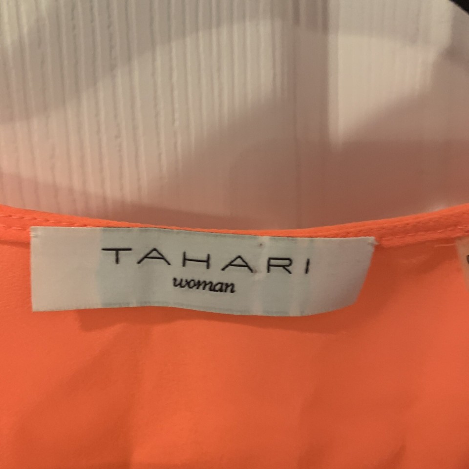 Tahari Womens Ben Orange Blouse Shell Sleeves Blouse Casual Business ...