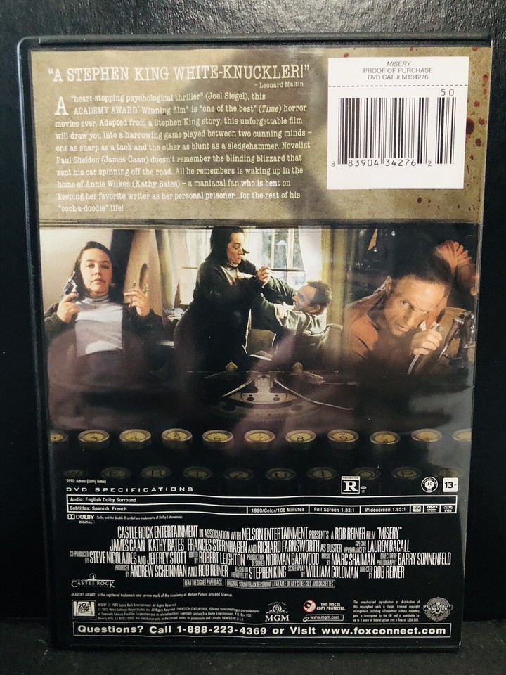 Misery (DVD, 2015, Widescreen)-Horror-Stephen King 883904342762 | eBay