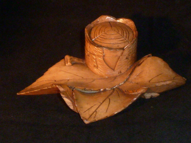 Rare Antique Black Forest Carved Inkwell | eBay