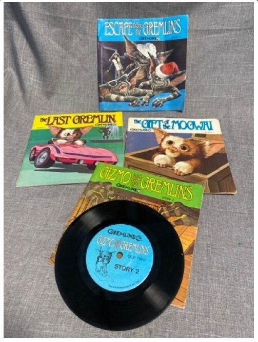 Vintage Gremlins Read Along Record Books 45's Set of 4 Mogwai Gizmo 80 ...