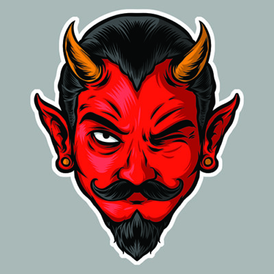 DIABLE ROUGE MOUSTACHE TETE FACE DEVIL RED DECAL ART AUTOCOLLANT ...