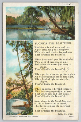 Postcard Florida the Beautiful - Poem by Geo. W. Gage - Multiview ...