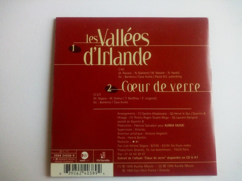Hélène Ségara - Les Vallées D'Irlande - CD Single - 1998 - 2TR ...