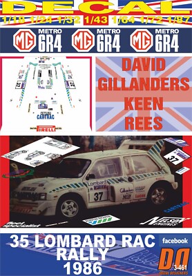 DECAL MG METRO 6R4 D.GILLANDERS RAC R. 1986 DnF (01) | eBay