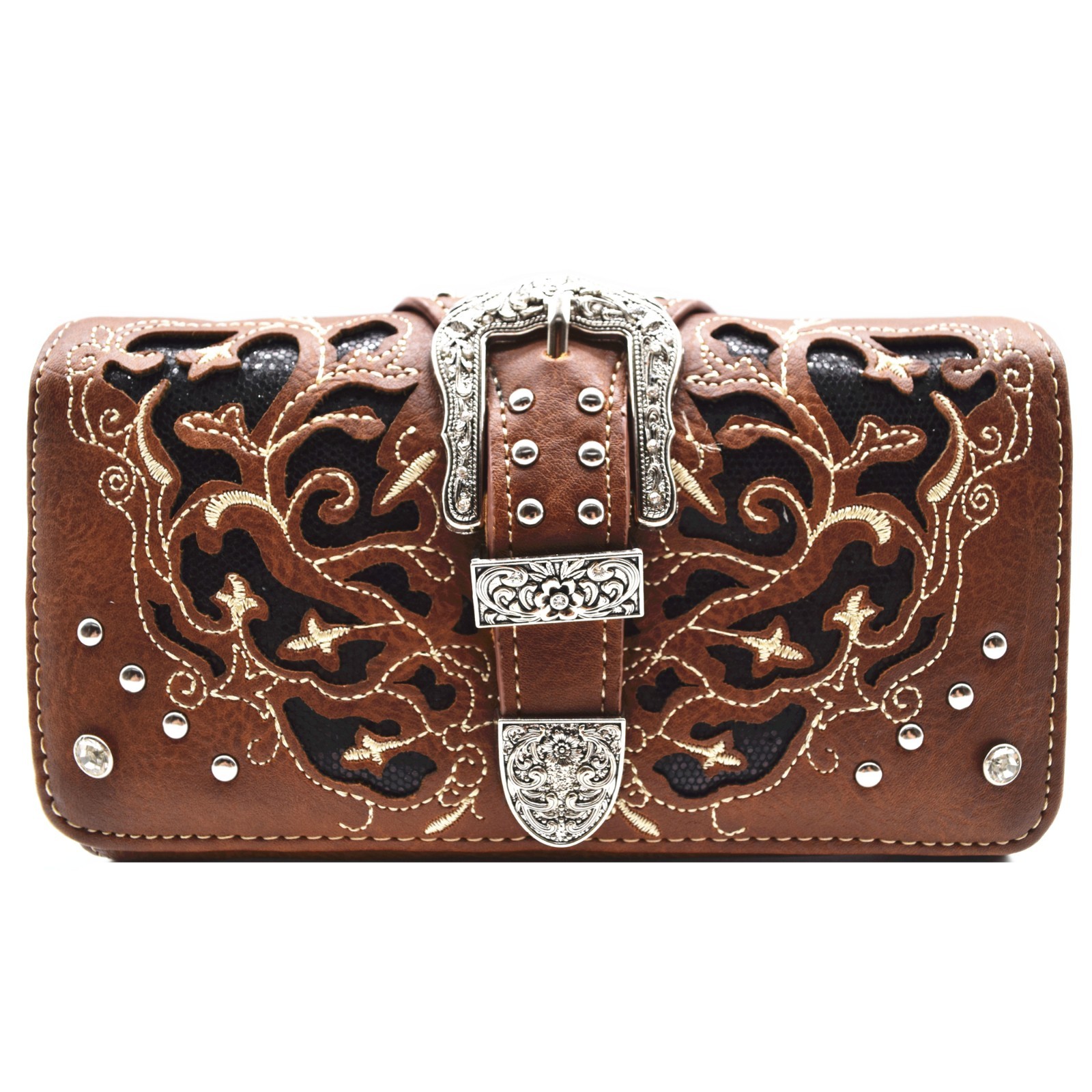 Western style Leaf buckle Crossbody wallet Country Women Wristlet ...