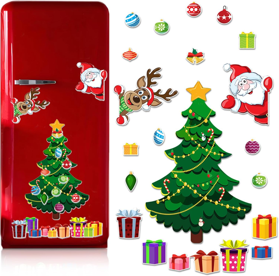 Magnetic Christmas Tree for Refrigerator, 23PCS Soft Magnetic Ornaments ...