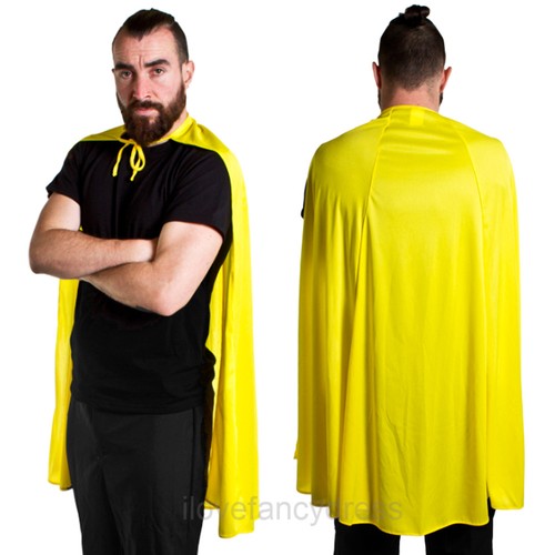 YELLOW SUPERHERO CAPE 40" FANCY DRESS COMIC BOOK TV MOVIE CHARACTER ...