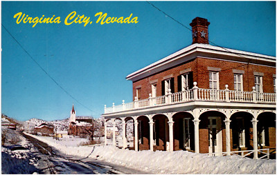 Virginia City Nevada Chollar Mansion in Snow 1960s Chrome Postcard ...