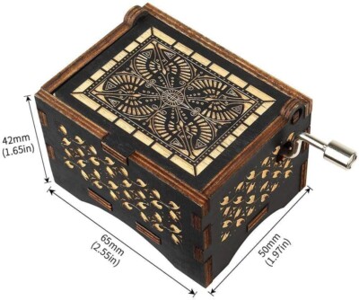 Sunshine Wood Music Boxes,Laser Engraved Vintage Wooden (Wooden-Black ...