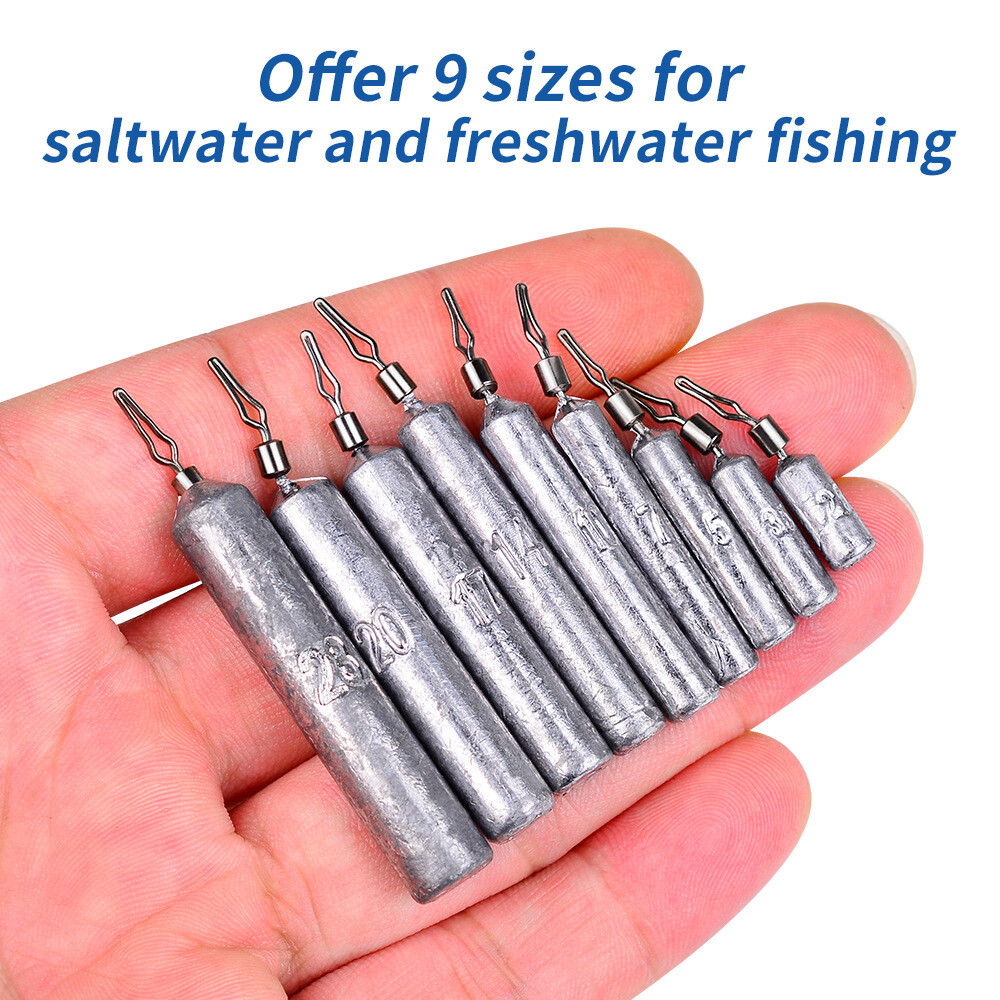 20PCS Fishing Sinkers Pencil Drop Shot Weights Fishing Tackle 2.5g-28g ...