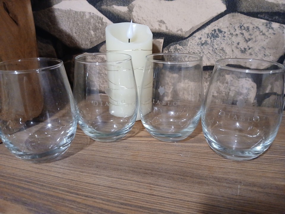 4 X Casillero del Diablo Stemless Wine Glasses Stemless Wine Glasses ...