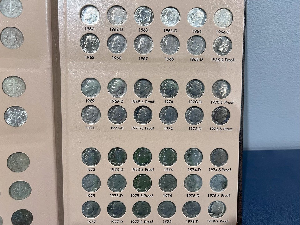 Complete 1946 thru 2002 Roosevelt Dime Set in Dansco Album incl Proofs ...