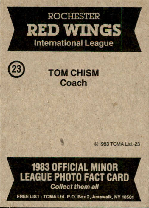 1983 Rochester Red Wings TCMA 23 Tom Chism Chester Pennsylvania PA Baseball Card | eBay