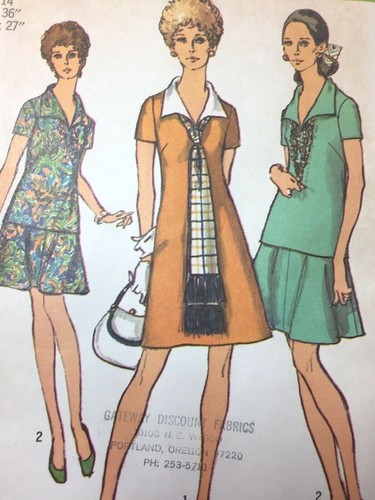 Vintage 1960s TOP MINI SKIRT Pattern WIDE COLLAR Simplicity 8844 Sz 14 ...
