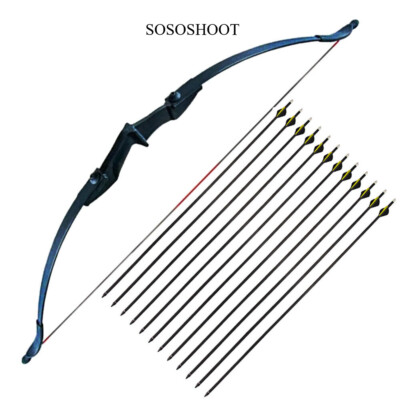 57 in Ambidextrous Takedown Recurve Bow 12Pcs Arrows Set Archery Right ...